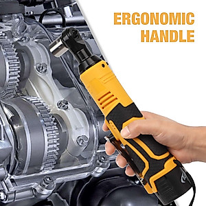 HISUEKIG 3/8" Electric Ratchet Wrench Set, 500RPM Cordless Ratchet Wrench with 7 Sockets, Ratcheting Wrench Tool with LED Light, 2-Pack 1300mAh Batteries, Built-in Forward/Reverse Switch