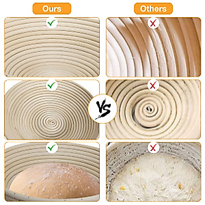 Lithos Bread Proofing Basket - 10 Inch Round Banneton Baskets Kit - Splinter-Free, Non-Stick Surface, Cloth Liners Accessories - Bake Bread Gifts for Home Bakers