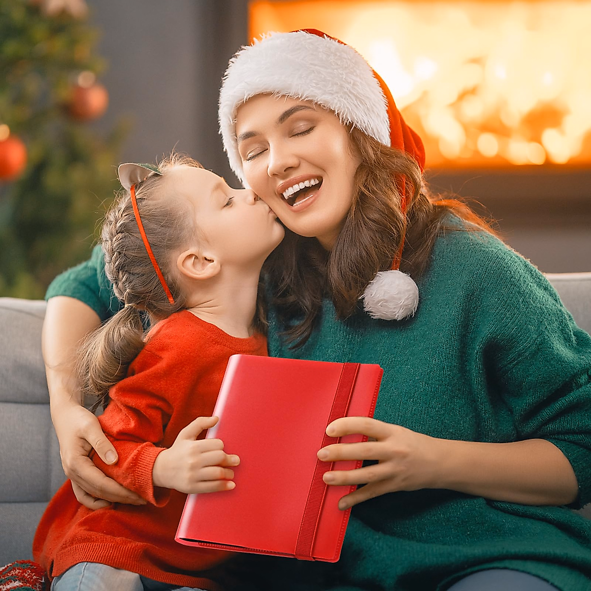 GEAoffice 4 Pocket Card Binder - 2 x 2 Trading Card Collection Album Folder - 160 Side Loading Pocket Binder for TCG, MTG, Sports&Game Cards - Gifts for Card Collector Girls (Red)