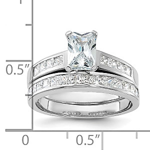 IceCarats 925 Sterling Silver Cubic Zirconia CZ Wedding Band Engagement Ring Bridal Jewelry Set Size 8