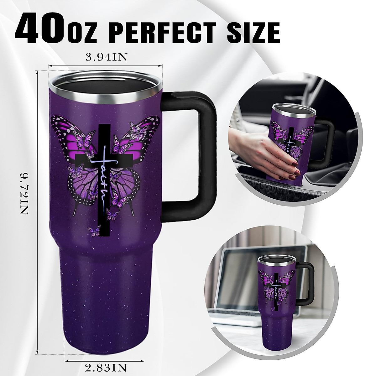 Christian Gifts for Women, 40 oz I Can Do All Things Christ Tumbler With Handle, Inspirational Religious Birthday Gifts for Faith Cup, Christian Jesus God Bible Verse Pastor Prayer Gift for Christmas