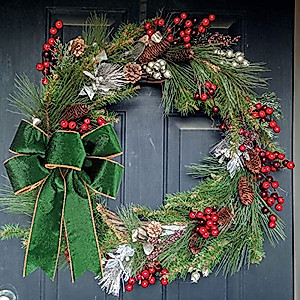 Dark Green Wired Velvet Ribbon for Gift Wrapping, Chrisrtmas Tree (2-1/2 inch, 5 Yards)