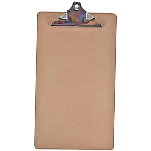 School Smart Legal Clipboard, 9 x 15-1/2 x 1/8 Inches, Hardboard, Brown, Bright Nickel