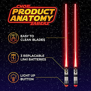 Lightsaber Chopsticks Star Wars Light Up - LED Glowing Light Saber Chop Sticks - Reusable Sushi Lightup Sabers Chopstick Set Of 4 Pairs - Blue & Red & Green & Purple