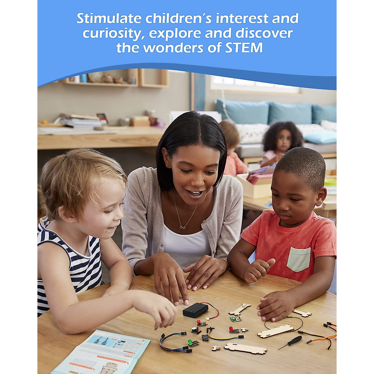 Poraxy STEM Science Kits for Kids Ages 8-12, 4 in 1 Robotics Engineering Starter Kit with Sensors, Wooden 3D Puzzles Building Kits, Smart Robot Toys, Gifts for 8 9 10 11 12 13 Year Old Boys and Girls