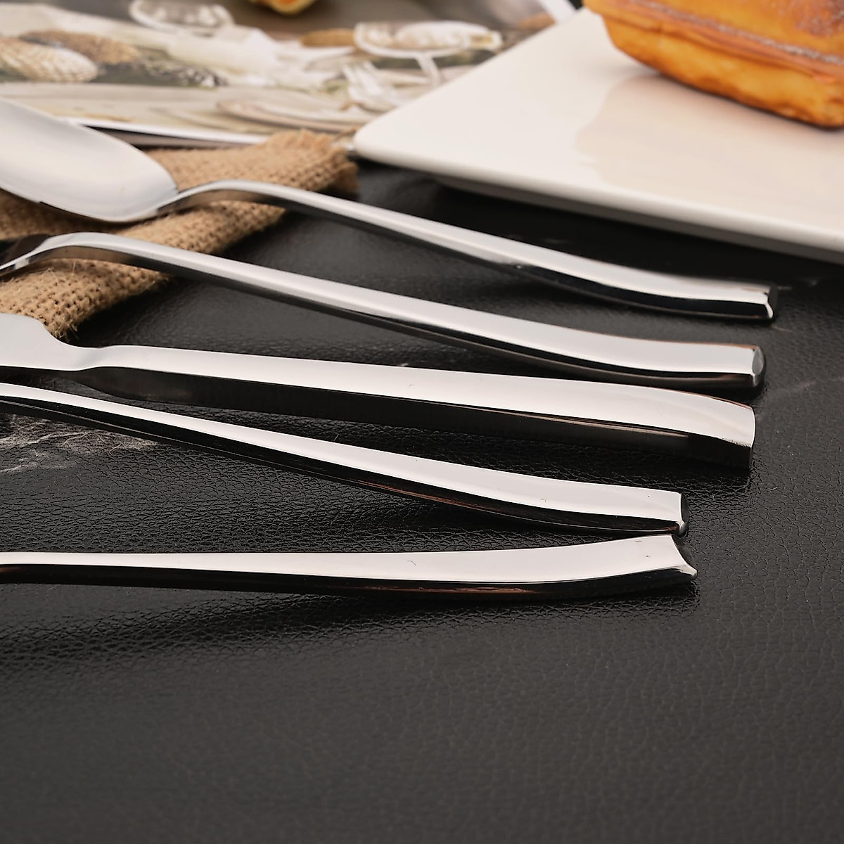 Snplowum 20-piece Silver Cutlery Set, 18/10 Stianless Steel Silverware Heavy Duty Tableware Set Include Dinner Knife/Fork/Spoon, Service For 4, Mirror Polish