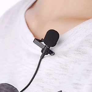Camidy Clip On Lapel Microphone,Mini Handless Lavalier Mic 3.5mm Jack Wired Omnidirectional Condenser Microphone for Voice Recording