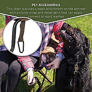 TIMBER RIDGE Collapsible Armrests Cup Holder & Carry Mat & Pet Leash Heavy Duty Foldable Chair for Outdoor Lounge Lawn Beach, Support 300 lbs, Earth Brown
