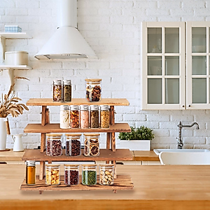 CYAOOI Wooden Cupcake Stand, 4 Tier Dessert Table Display Set Cake Pop Stand for 24 Cupcakes 16 Lollipop, Wood Rustic Display Stand Riser for Vendors Retail Figurine Craft Show Wedding Birthday Party