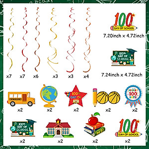 100th Day of School Hanging Swirls for 100 Days of School Activities Ceiling Decor, Happy 100 Days of School Celebration Party Favors with Double Spiral for Kindergarten Pre-school Primary High School