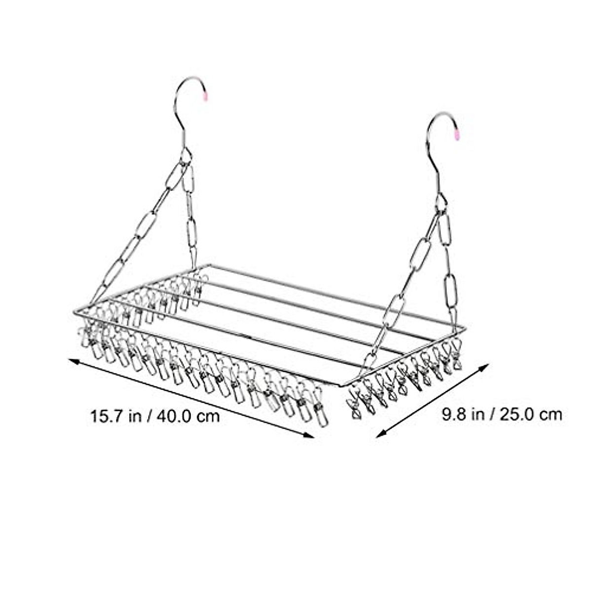 Cabilock Metal Coat Hanger Socks Drying Rack 36 Clips Stainless Steel Clothing Laundry Drying Hanger Underwear Bras Clip Drying Holder Balcony Clothes Hanger Organizer Dish Drying Rack Collapsible