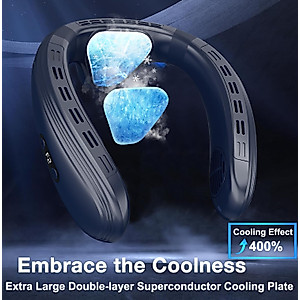 Neck Air Conditioner with Extra-large Cooling Plate, Portable Neck Fan 6000mAh Personal Cooling Travel Fan Innovative Back Air Outlet 3D Neck Cooler with LCD Display,3 Speeds/Refrigeration for Outdoor