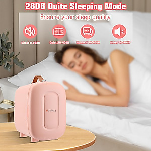 Hansburg Mini Fridge for Bedroom Skincare Cooler & Warmer Portable Small Refrigerator 4 Liter/6 can with 12v AC/DC/USB Option for Food, Drinks, Makeup, Dorm, Office and Car