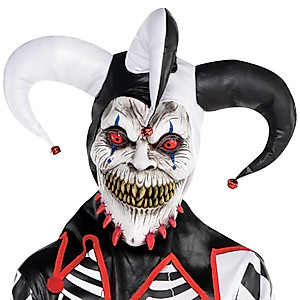 Amscan Adult Black & White Sinister Jester Costume Set - Plus XXL (48-52) - Haunting Party Wear Perfect for Halloween and Themed Party Fun