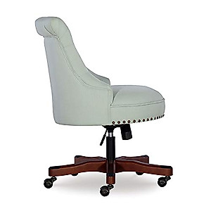 Linon Sinclair Wood Upholstered Office Chair in Mint Green