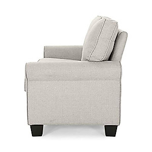 GDFStudio Denise Loveseat, Mid-Century Modern, Minimal, Beige
