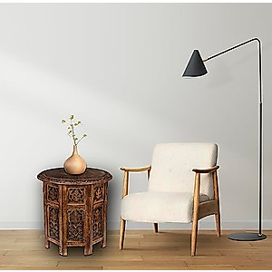 Goroly Home Solid Wood Hand Carved Accent Table, Side Table, Entryway Table, Wooden End Table, Octagonal Wooden Table - 18 Inch Round Top x 18 Inch High - Burnt