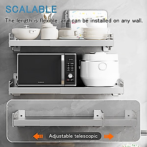 ECHLI Retractable Stainless Steel Wall Rack, Commercial Storage Rack, countertop Multifunctional Storage Bracket, Kitchen Seasoning Rack for Electric Oven Microwave (16-25.5 Brushed Nickel)