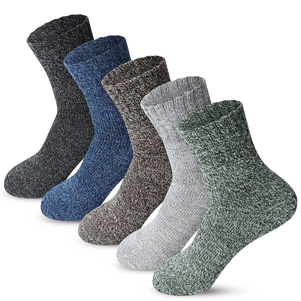 FYC Winter Womens Socks Wool Warm Thick Knit Cozy Crew Casual Vintage Soft Socks for Women Christmas Gifts Socks 5 Pairs