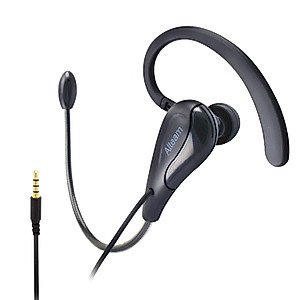 ALTEAM Wired Mono Single Headset One Hook Design Earphone Earbud with Bendable Boom Arm Mic, Adjustable Ear Angle and Earhook Length, 15mm Driver, 3.5mm TRRS Plug for Smart Mobile Cellphone Tablet PC
