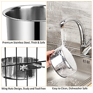 Dog Crate Water Bowl, 3 pcs Stainless Steel Dog Bowls, Durable Anti-Spill Pet Metal Bowl for Cage Kennel Crate, Hanging Water/Food Bowl for Medium & Large Dogs (7.1x3.5'' & 6.3x2.6'' & 5.5x3.1'')