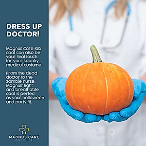 Magnus Care Professional Lab Coat for Women Men, 36 Inch Long White Lab Coat Jacket with Adjustable Back Belt, for Science Lab Chemistry Medical Doctor Nurse