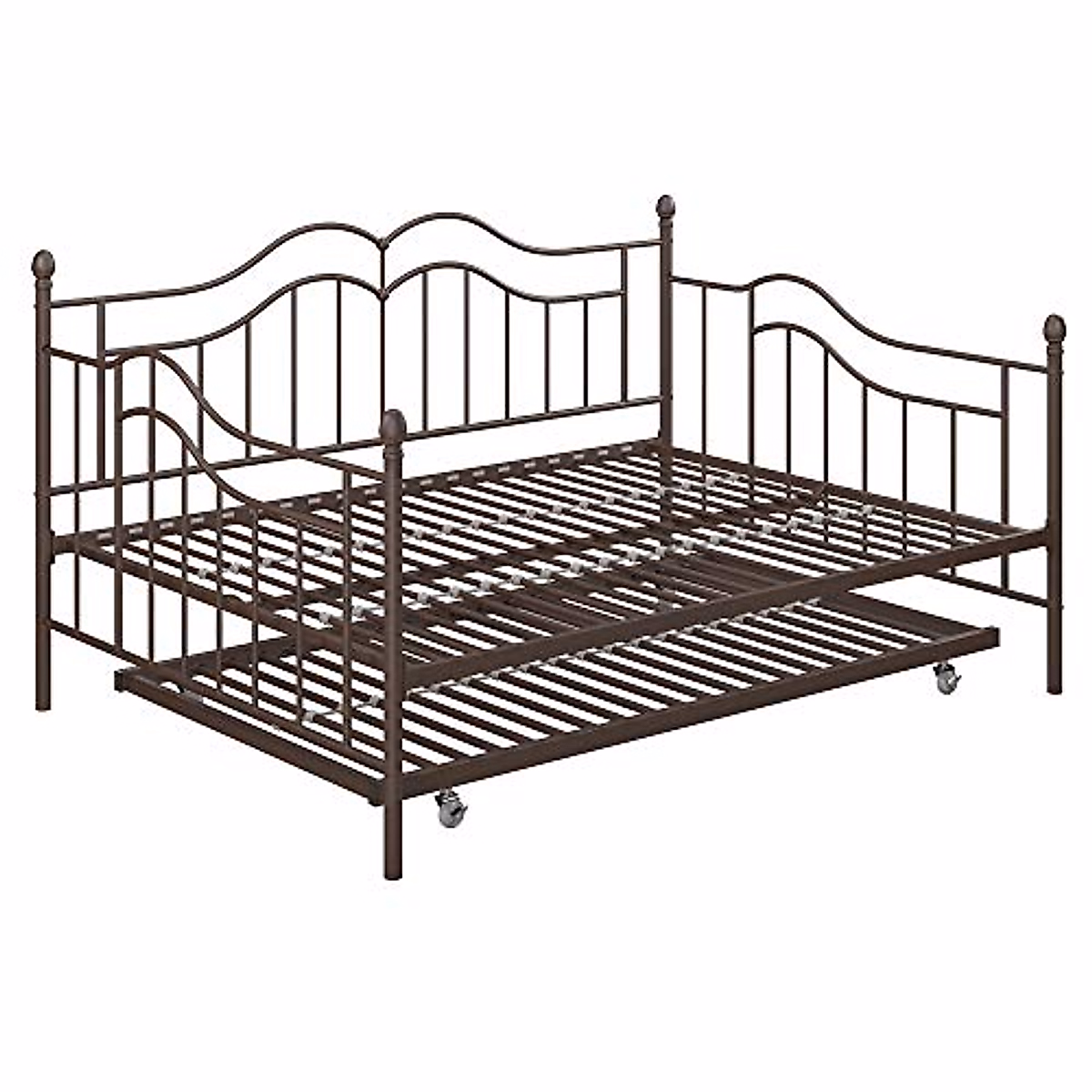 DHP Tokyo Daybed and Trundle with Metal Frame, Full Over Twin Size, Brushed Bronze