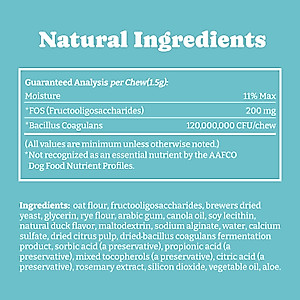 Probiotics for Dogs, Daily Dog Probiotics & Prebiotic, for Gut Health and Digestive Health, Support Yeast Balance, Immune System, Maintain Skin & Coat Health, Duck Flavor, 90 Count
