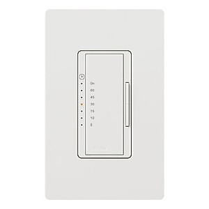 Lutron Maestro Countdown Timer Switch for Halogen and Incandescent Bulbs, 5-Amp Light/3-Amp Fan, Single-Pole or Multi-Location, MA-T51MN-WH, White