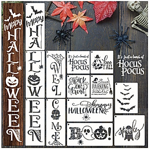 Halloween Stencils for Painting on Wood Door Sign Reusable Large Holiday Stencil for Crafts Canvas Wall Shirts Cookie Drawing Paint Decorating (Halloween Sign)