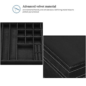 ProCase Velvet Jewelry Box Organizer for Women, 2 Layer Jewelry Display Storage Holder Case for Necklace Earrings Bracelets Rings, Mother's Day Gift -Black