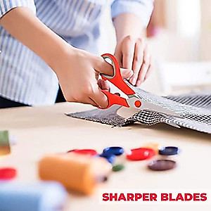 ZekPro 3 Pack Scissors 8" Craft Scissors All Purpose, Heavy Duty Sharp Blade Shears Sewing Scissor for Office, Fabric and School Supplies Left - Right Handed