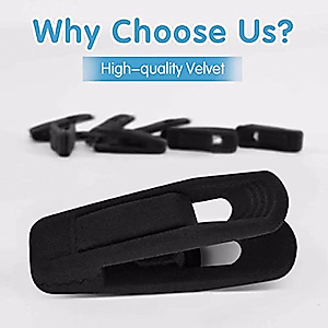 TOFIIGREM Black Velvet Hanger Clips (60-Pack), Non-Slip Strong Velvet Hangers Clips for Velvet Hangers, Pants Skirt Hanger Velvet Clips Fit for Thin Velvet Clothes Suit Hangers