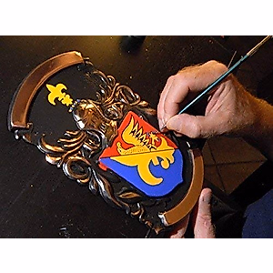 Hand-Painted Copper Shield on American Walnut.