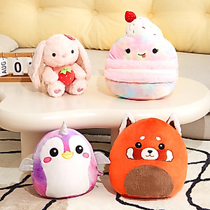 CozyWorld 12-Inch Macaron Plush Pillow - Funny Food Stuffed Toys Medium-Sized Ultrasoft Birthday Cake Stuffed Animal Plushie Pillow Cute Room Decor for Kids Boys Girls