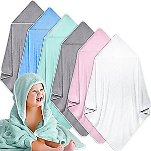 6 Pack Baby Bath Towel, Soft Coral Fleece Absorbent Newborn Hooded Towel for Kids, 30 x 30 Inch Hooded Baby Toddler Bath Blanket Towel for Babies Toddler Infant Shower Gift Supplies (Multicolor)