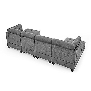 Free Combination Sectional Sofa Oversized Reversible Modular Couch U Shaped Corner Sofá Upholstered Deap Seat Sleeper Couches Bed with Storage for Living Room,2 Single Chair,Two Corner,Double Ottoman