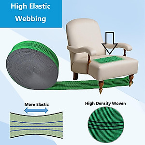 Upholstery Webbing Band Replacement for Chair, Couch, Sofa, 2ins × 32ft Roll, Upholstery Seater Repair Material, Elastic, Latex, Stretchy Webbing Belt/Strap for Lawn Chair