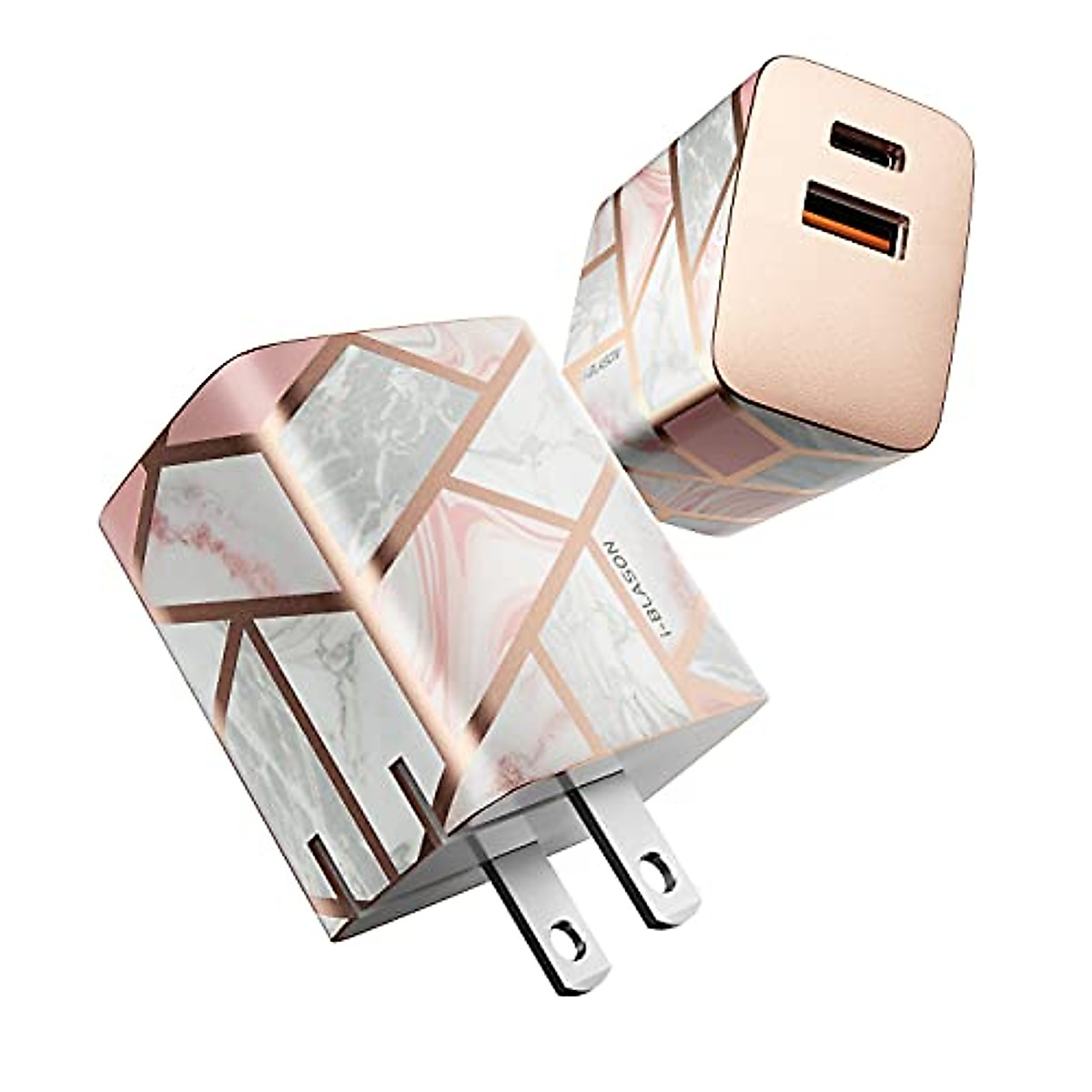 i-Blason Fast USB C Wall Charger, 20W PD 3.0 USB Foldable Compact Power Adapter with 2-Port Compatible with iPhone 14/ iPhone 13/iPhone 11/MagSafe Charger/iPad/Samsung Galaxy S23 (Marble)