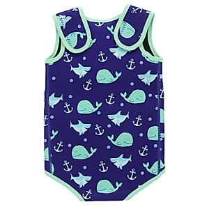 Swimbubs Baby Swimming Wrap Toddler Wetsuit Boys Warmsuit Girls UV Swimsuit (6-18 Months, Blue Whale)