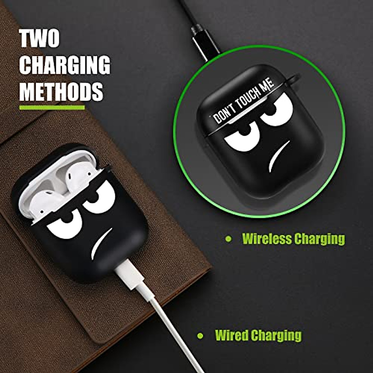 Jusy Compatible with AirPods Pro Case Don't Touch Me Cool Aesthetic Cover with Keychain Cute Shockproof AirPod Pro Accessories Gift for Men Boys