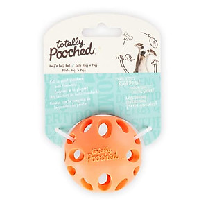 Messy Mutts Totally Pooched Huff'n Puff Ball | 3.1” TPR Puzzle Ball for Dogs | 2-in-1 Durable Interactive Toy and Tooth Cleaner | Orange