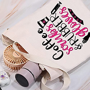 LEVLO Funny Nurse RN Tote Bags Nurse Appreciation Gift Coffee Scrubs And Rubber Gloves Shopping Bags Nurse Graduation Gift (Coffee Scrubs And Rubber Gloves)