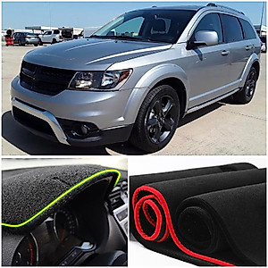 KEEGTBOX Dash Mat Cover Custom Interior Center Console Compatible with Dodge Journey 2011 2012 2013 2014 2015 2016 2017 2018 2019 2020 Dashboard mat Covers Accessories (Red Rim)