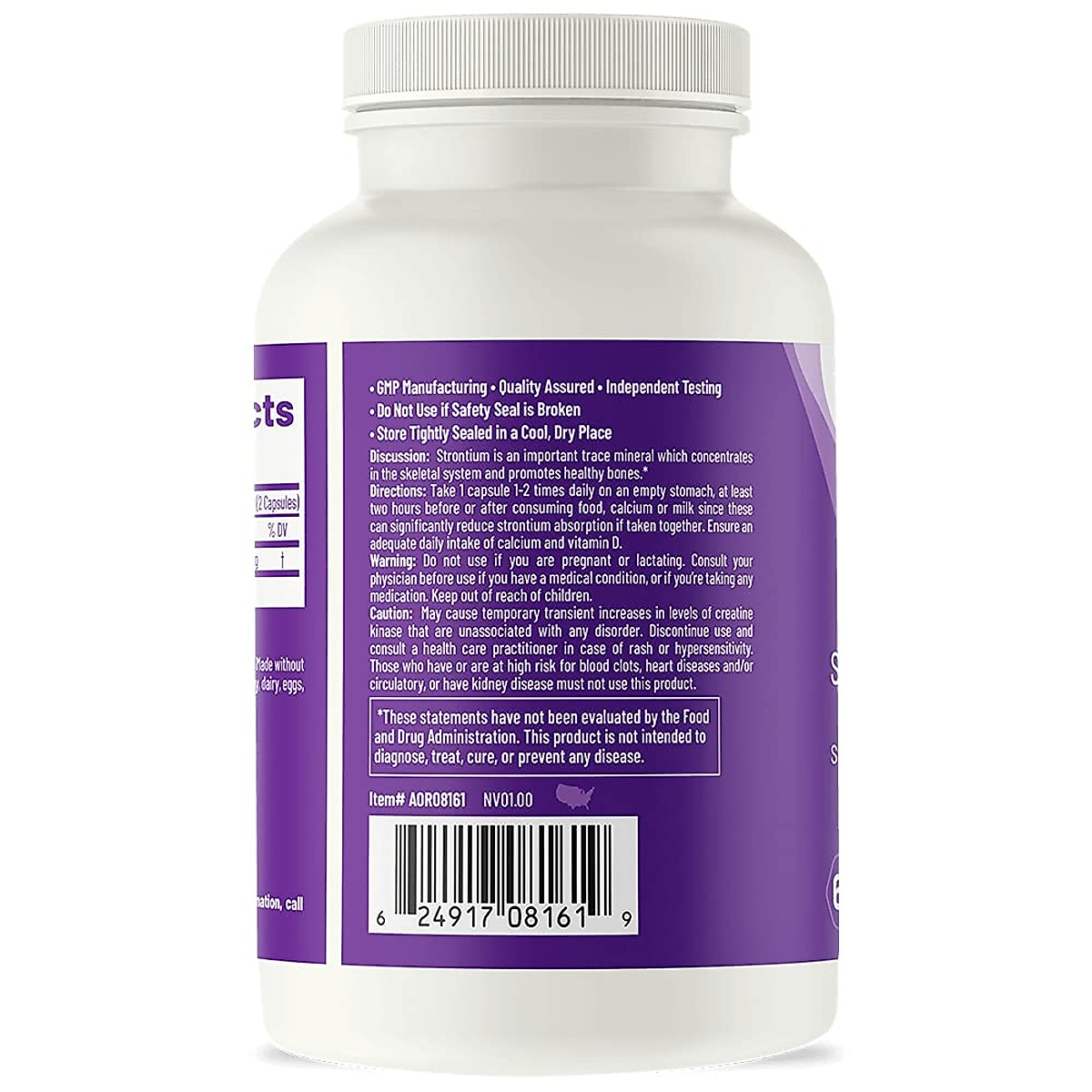 AOR, Strontium Support II, Mineral Support for Bone Health, Vegan, Non-GMO (60 Caps)