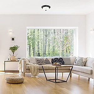 Design House 588251 Traditional 2-Light Indoor Dimmable Ceiling Light with Alabaster Glass for Bedroom Hallway Kitchen Dining Room, Matte Black, 2 Pack