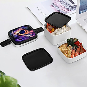 Big Bang Solar System Planet Lunch Box Adult Double Layer Bento Box Leak Proof Travel Containers with Spoon for Hot Food Office