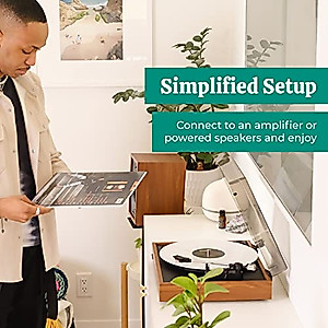 Electrohome Montrose Wireless Vinyl Record Player 2-Speed Belt-Drive Turntable, with Audio-Technica Stylus, Bluetooth, Vinyl-to-MP3 Recording, Speed Control Motor, Built-in Preamp, Wood Plinth (RR36)