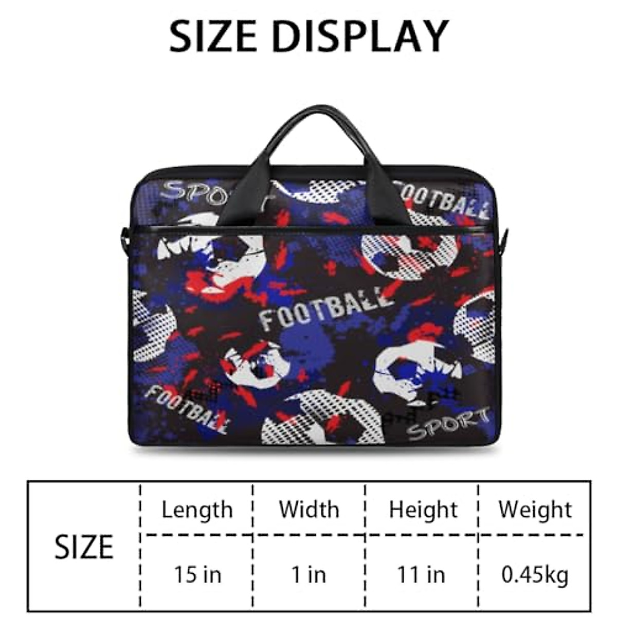 Sports Football Laptop Computer Bag Waterproof Shoulder Messenger Bag 13-15 inch Durable Laptop Tote Bag with Shoulder Strap Handle Lightweight Crossbody Briefcase