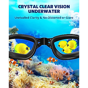 Aegend Swim Goggles, Swimming Goggles No Leaking Full Protection Adult Men Women Youth, Black-color Lens